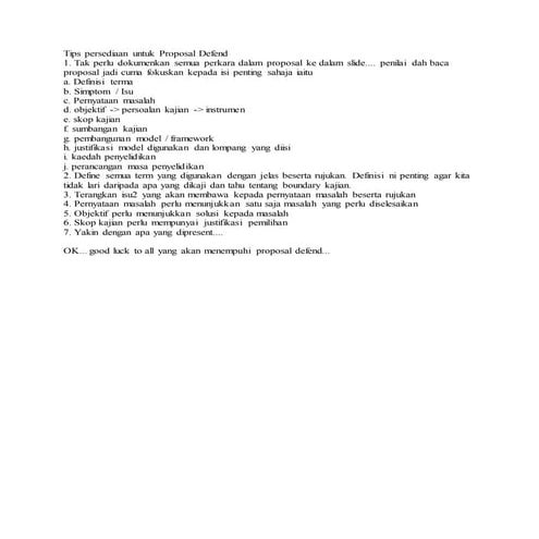Tips persediaan untuk proposal defend | DOCX