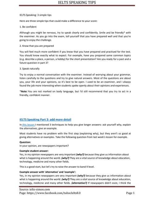 Ielts speaking lessons from simon | PDF