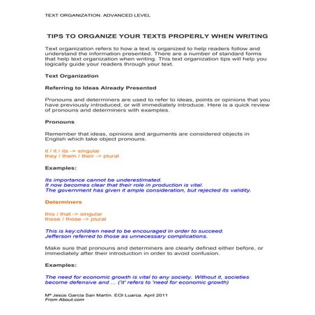 Tips on Text Organization | PDF