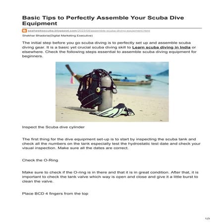 Learn how to step by step assemble scuba diving equipment | PDF