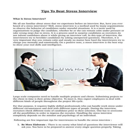 Tips to beat stress interview | PDF