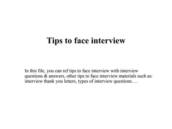 Good job interview tips | PPT