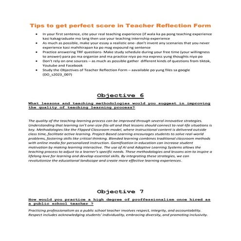 Tips to get perfect score in Teacher Reflection Form.pdf