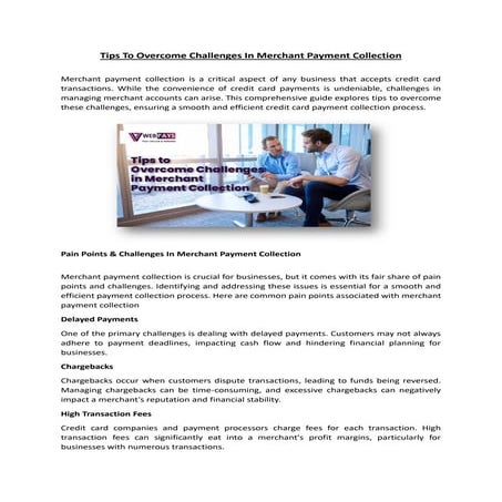 Tips To Overcome Challenges In Merchant Payment Collection | PDF