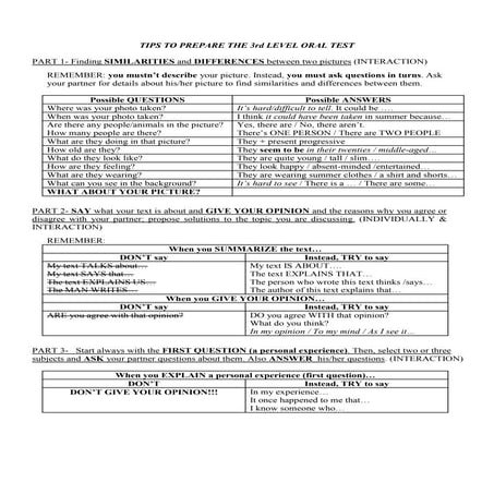 Tips to prepare the 3rd level oral exam 2 | PDF
