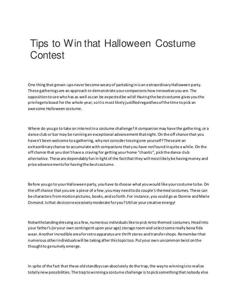 Tips To Win That Halloween Costume Contest