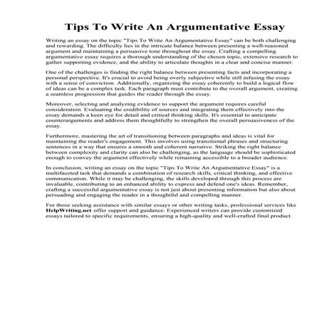 Tips To Write An Argumentative Essay. Argumentative essay writing tips ...