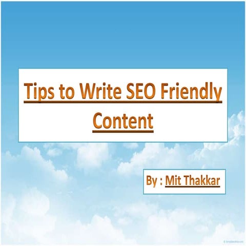 Tips To Write Seo Friendly Content Pptx