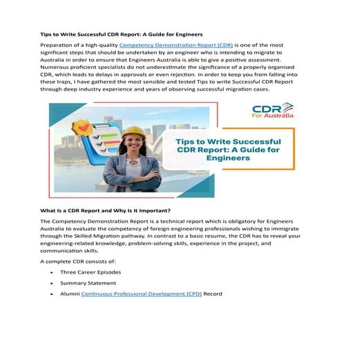Tips to Write Successful CDR Report: A Guide for Engineers | PDF