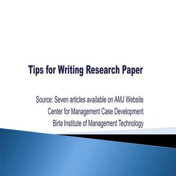 Tips for Writing Research Paper | PPT
