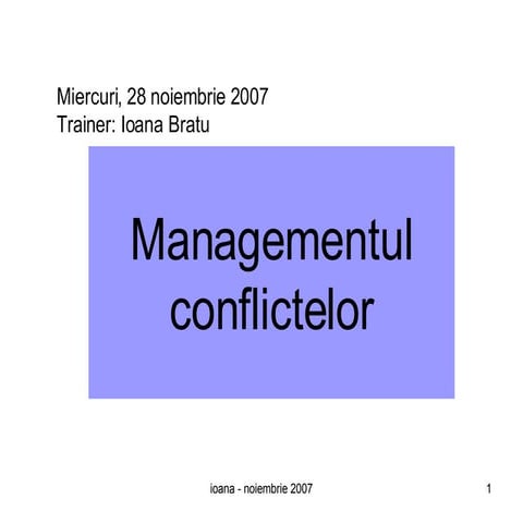 Tipuri De Conflicte Ioana | PPT