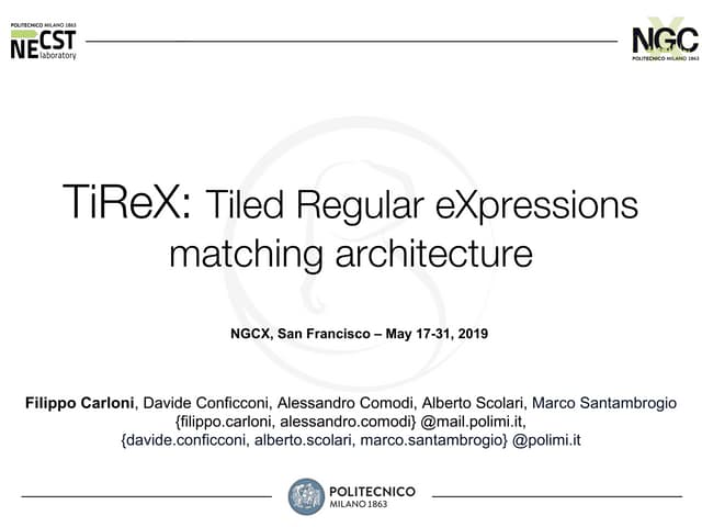 TiReX: Tiled Regular eXpression matching architecture | PDF TiReX: Tiled Regular eXpression matching architecture | PDF