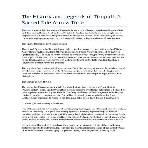 Tirupati vs Tirumala Tirupati vs. Tirumala: Understanding the Heart of ...