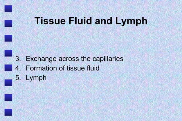 Formation of tissue fluid