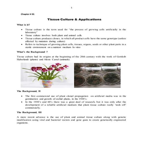Tissue culture and applications | DOCX
