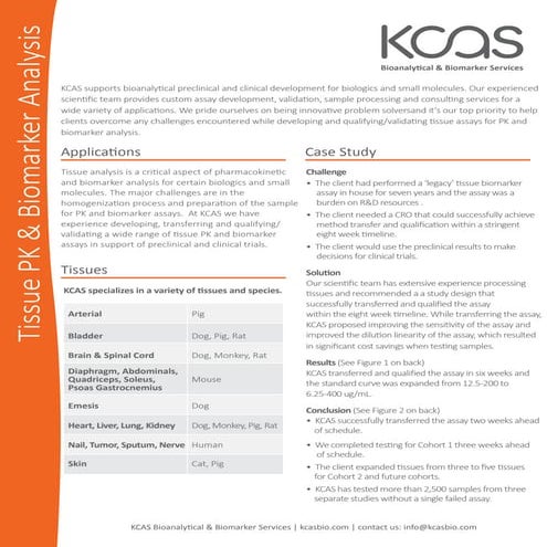 Tissue PK & Biomarker Analysis | PDF
