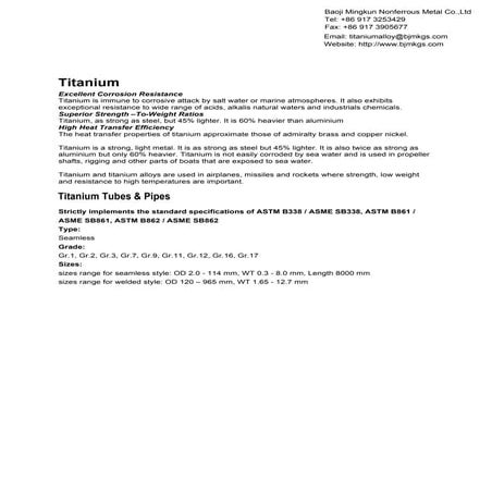 Titanium tubes | PDF