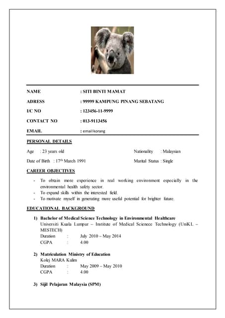 Contoh Resume mock interview | DOCX