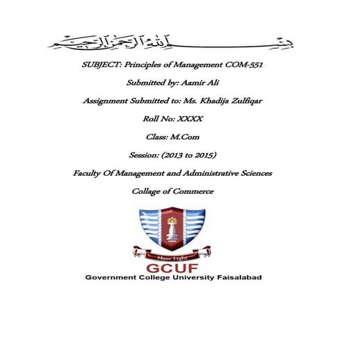 Sample of Assignment Cover Page for university level students | PDF