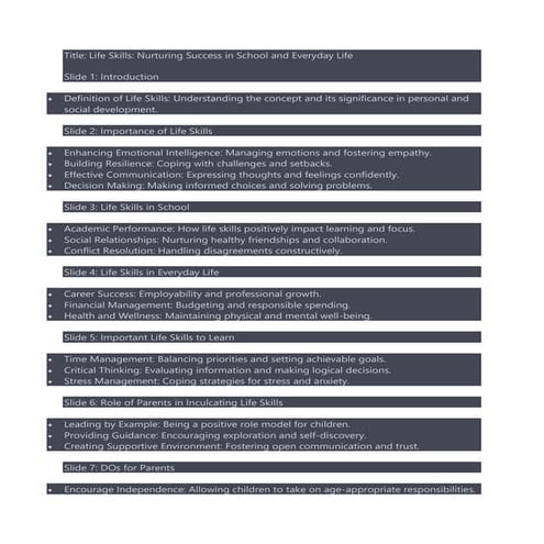 Life Skills: Nurturing Success in School and Everyday Life | DOCX ...