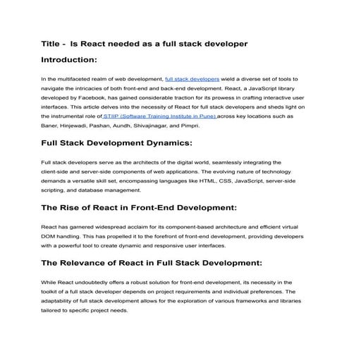 Title - Is React needed as a full stack developer.pdf