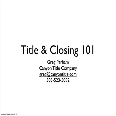 Title Insurance and Closing Process | PDF
