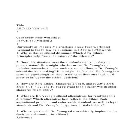 TitleABC123 Version X1Case Study Four WorksheetPSYC.docx