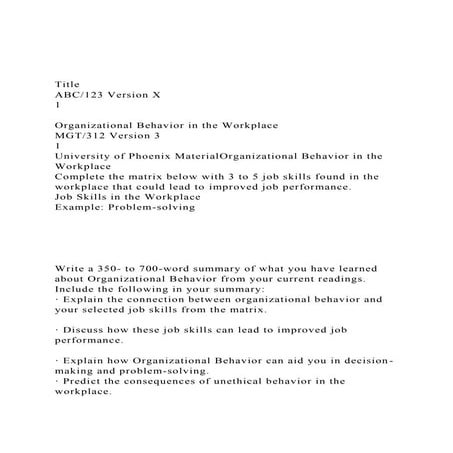 TitleABC123 Version X1Organizational Behavior in the .docx