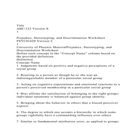 Lesson 12 STEREOTYPES, PREJUDICE & DISCRIMINATION | PDF
