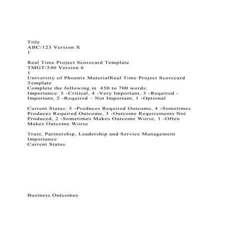 TitleABC123 Version X1Real Time Project Scorecard Tem.docx