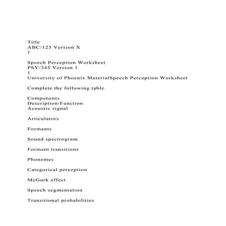 TitleABC123 Version X1Speech Perception WorksheetPS.docx