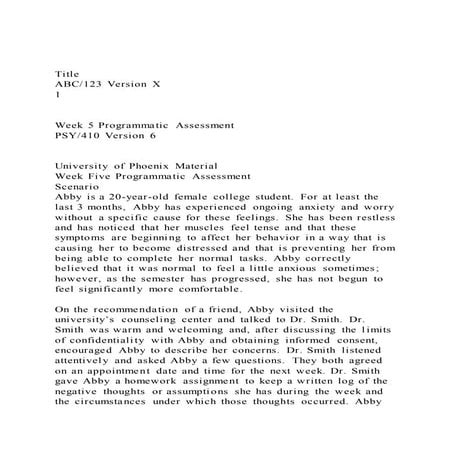 Title abc123 version x1week 5 programmatic assessment | PDF