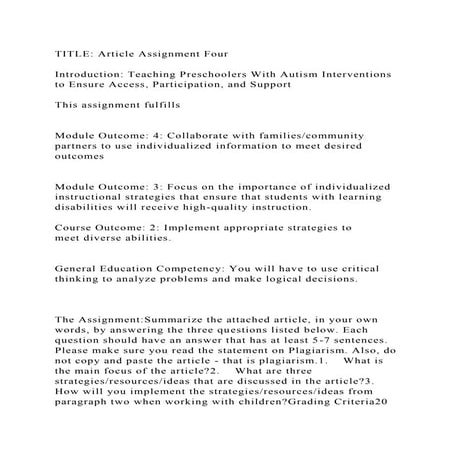 TITLE Article Assignment FourIntroduction Teaching Preschooler.docx