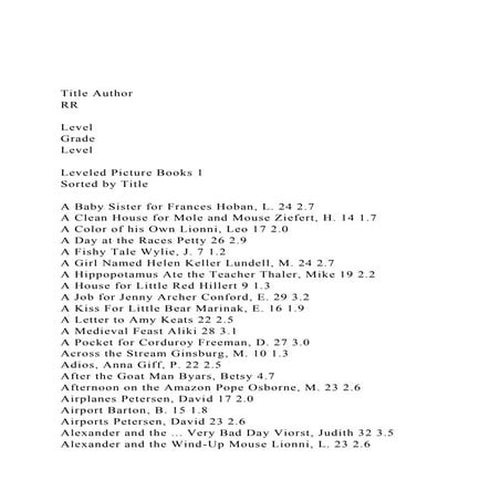 Grade 1 reading_list | DOC