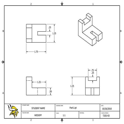 Autodesk inventor practice part drawings | PDF
