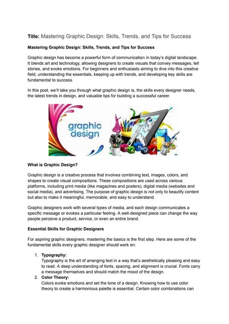 "Mastering Graphic Design: A Comprehensive Guide for Beginners" | PDF