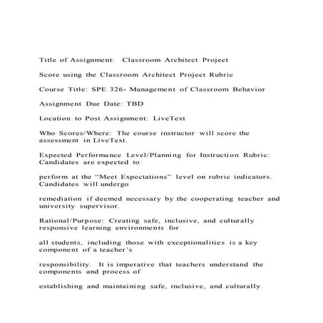 Title of Assignment Classroom Architect Project Score us | PDF
