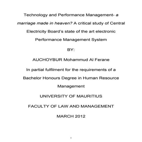 Title page for my HR Project | PDF