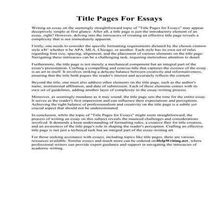 Title Pages For Essays. The 25 best Essay title page ideas on Pinterest ...