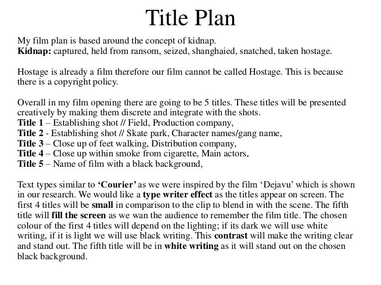 Title plan