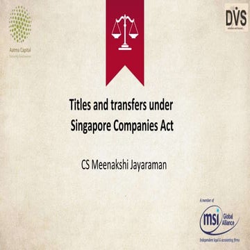 Titles and transfers under Singapore Companies Act | PPT