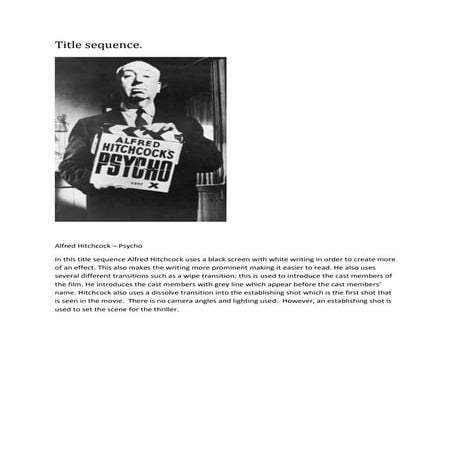 Title sequences - Alfred Hitchcock | DOCX