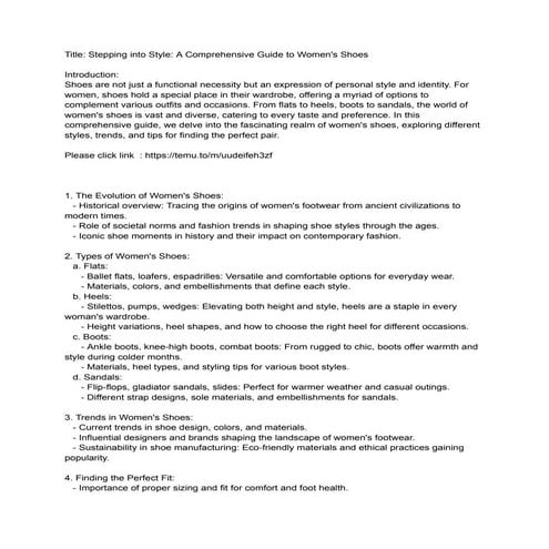 : Stepping into Style: A guide to women shoes | PDF