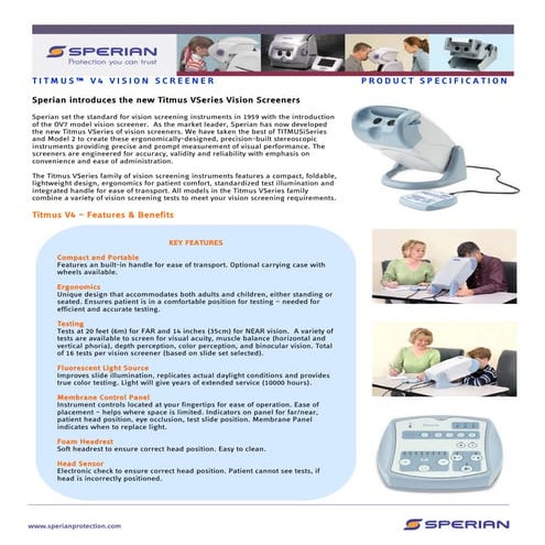 Titmus v4 Vision Screener product specs | PDF
