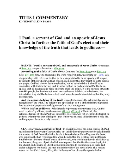 Romans 1:1-6 - Collection of Biblical Commentaries | PDF