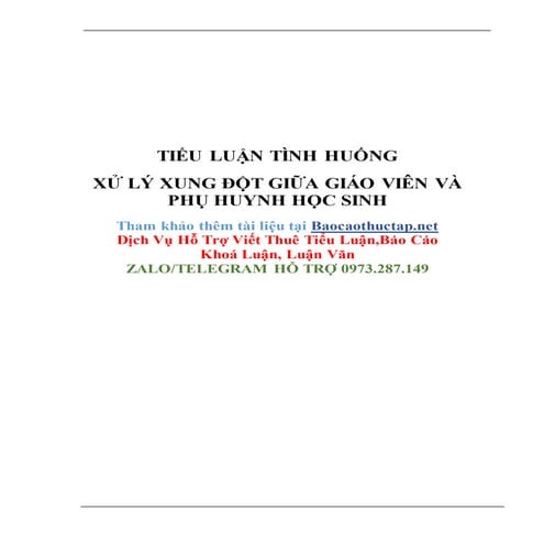 Tiểu luận tình huống xung đột giữa giáo viên và phụ huynh học sinh | DOC