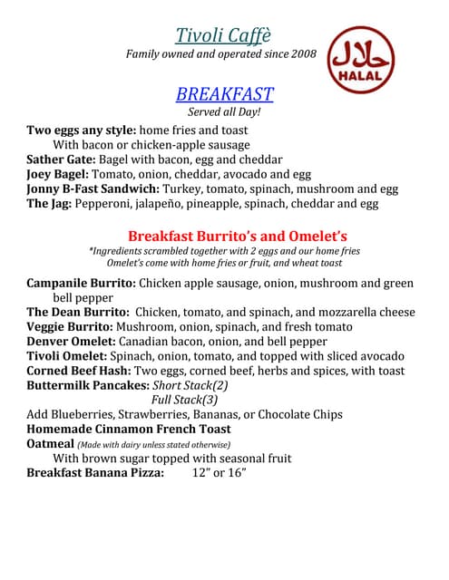 Flamingle Cafe Menu | PDF