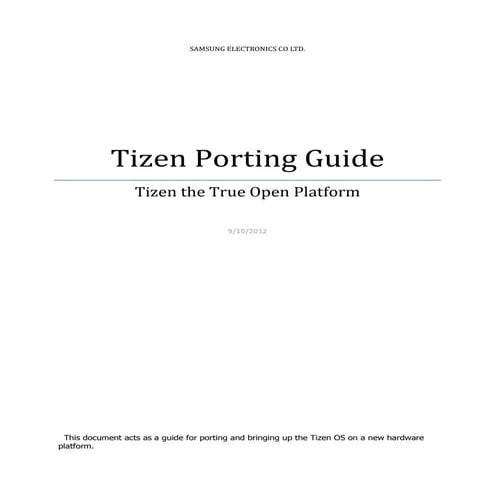 Tizen porting guide_2.0.beta_1025 | PDF