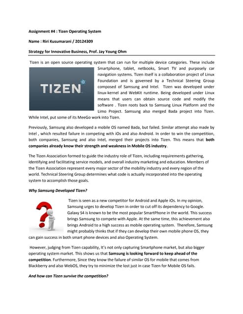 Tizen vs android Word File | PDF