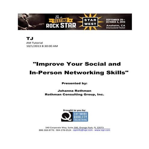 Improve Your Social and In-Person Networking Skills | PDF